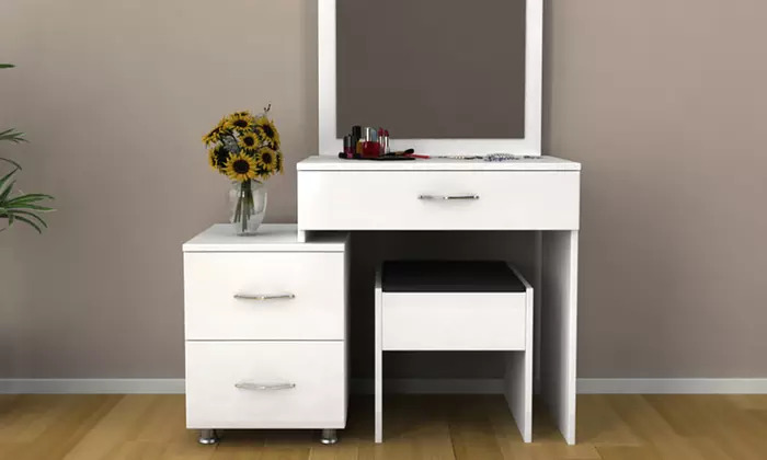 Commode Coiffeuse à 2 Tiroirs - Tabouret - Ahla Decor: Meuble & Décoration