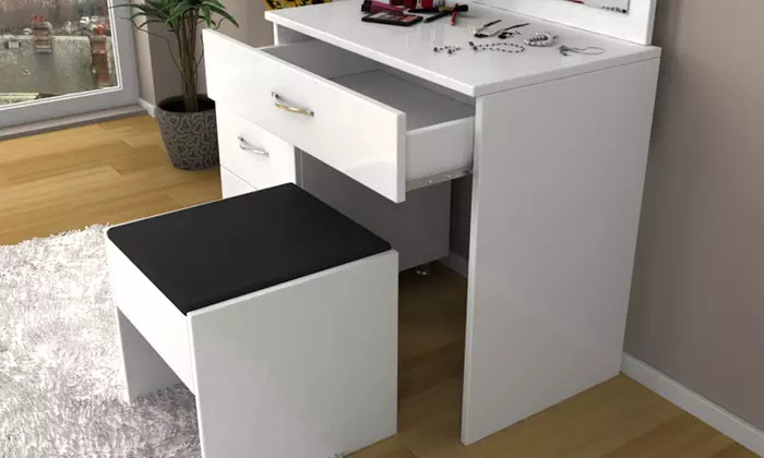 Commode Coiffeuse à 2 Tiroirs - Tabouret - Ahla Decor: Meuble & Décoration